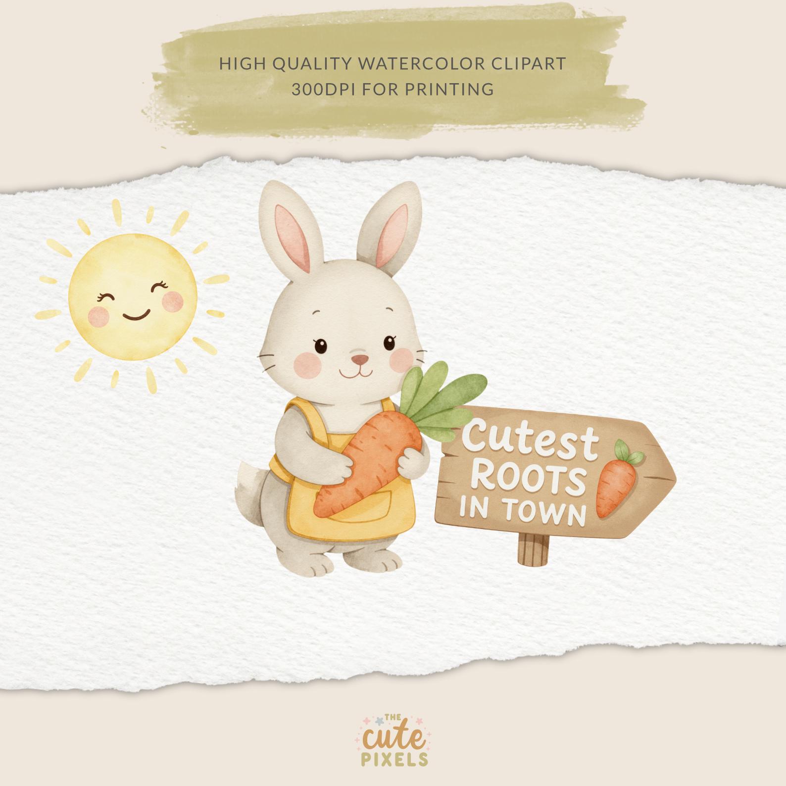 Baby Farmers Market Clipart Bundle, Watercolor Birthday Barn Clipart ...