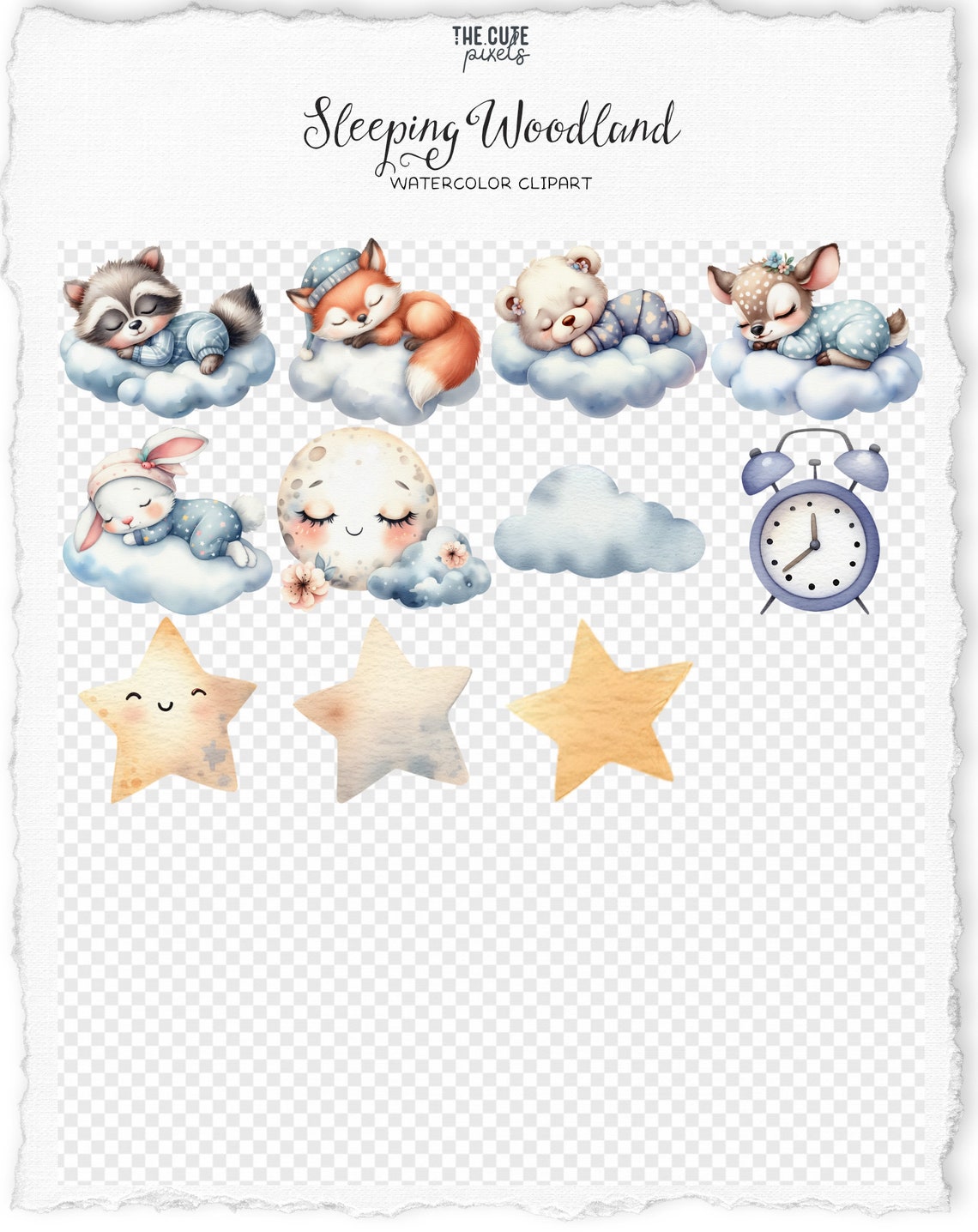 Cute Sleeping Animals Clipart Watercolor, Woodland Animals Clipart ...