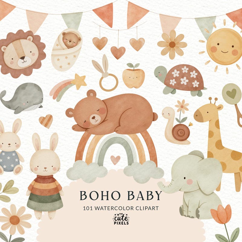 Boho Baby Clipart - Etsy
