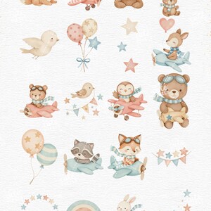 Airplane Watercolor Clipart, Bear Pilot, Baby Bear Pilot, Airplane PNG ...