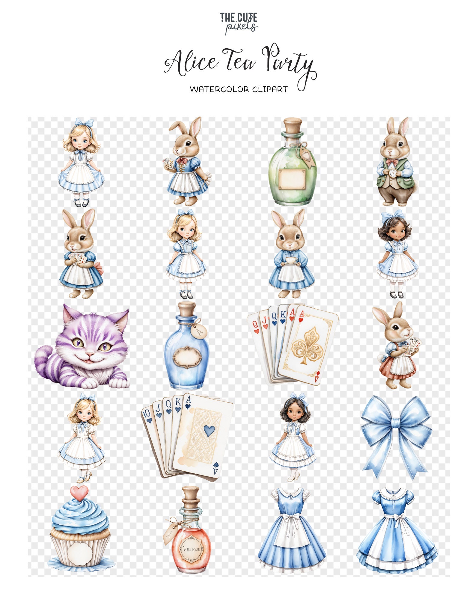 Alice in Wonderland Clipart Alice Clip Art Watercolor Alice Adventures ...