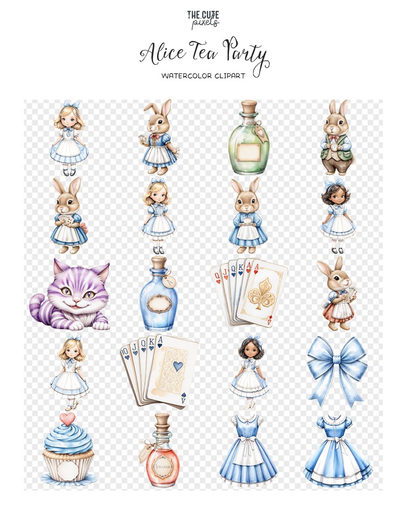 Alice in Wonderland Clipart Alice Clip Art Watercolor Alice Adventures ...