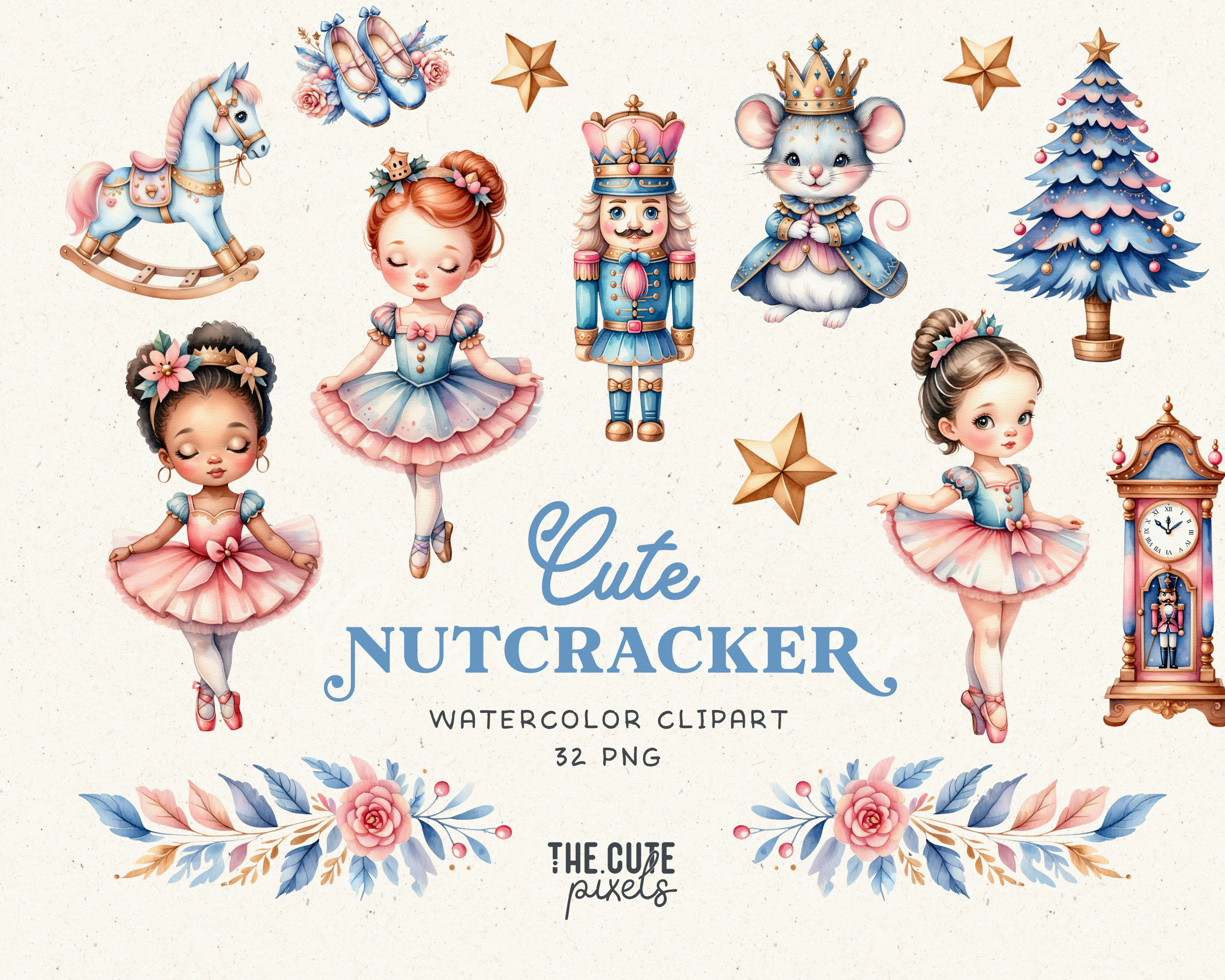 Nutcracker Ballerina Clipart Watercolor, Cute Ballet Clipart ...