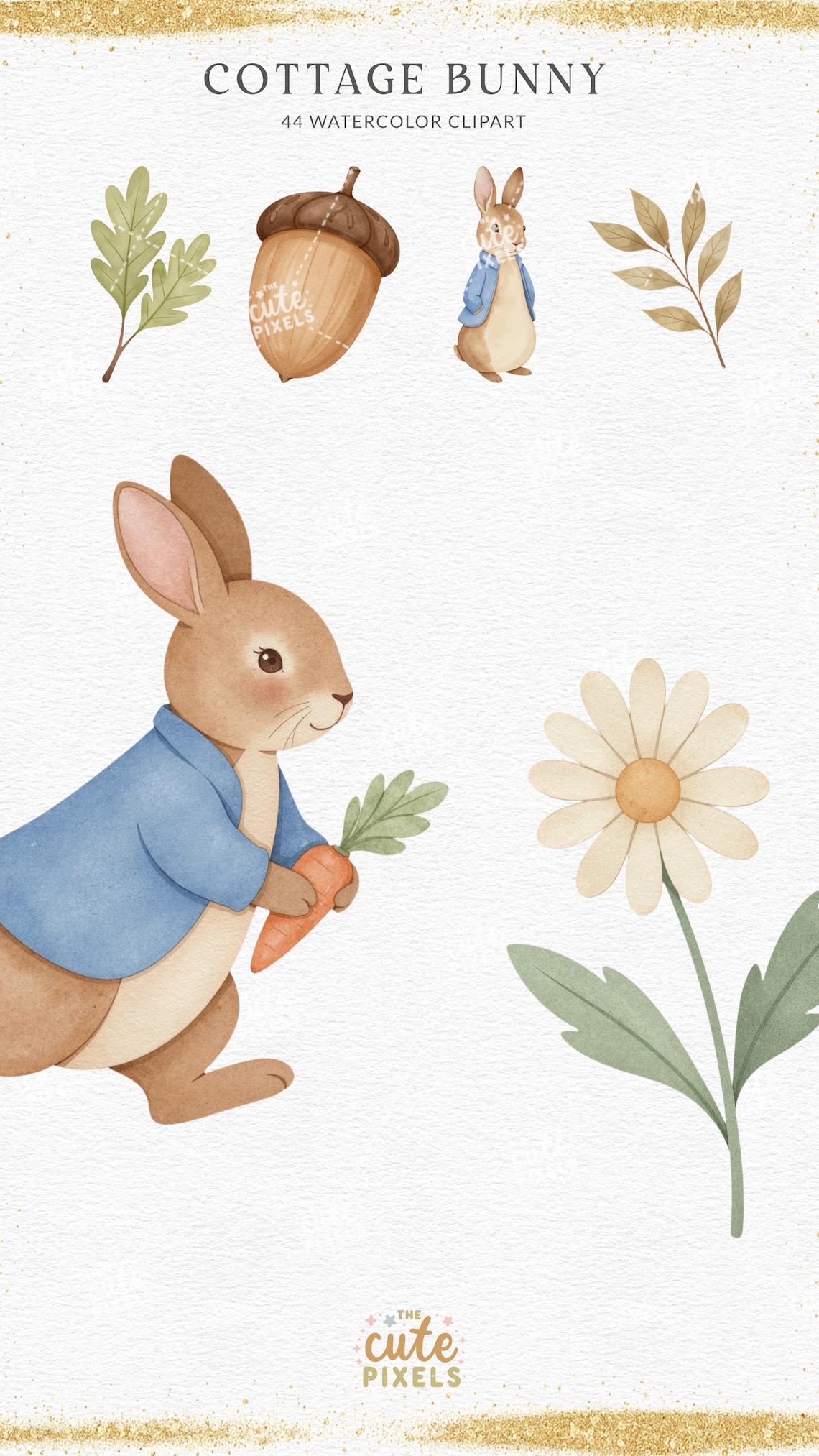 Peter Rabbit Nursery, Cottage Bunny Watercolor Rabbit PNG, Beatrix ...