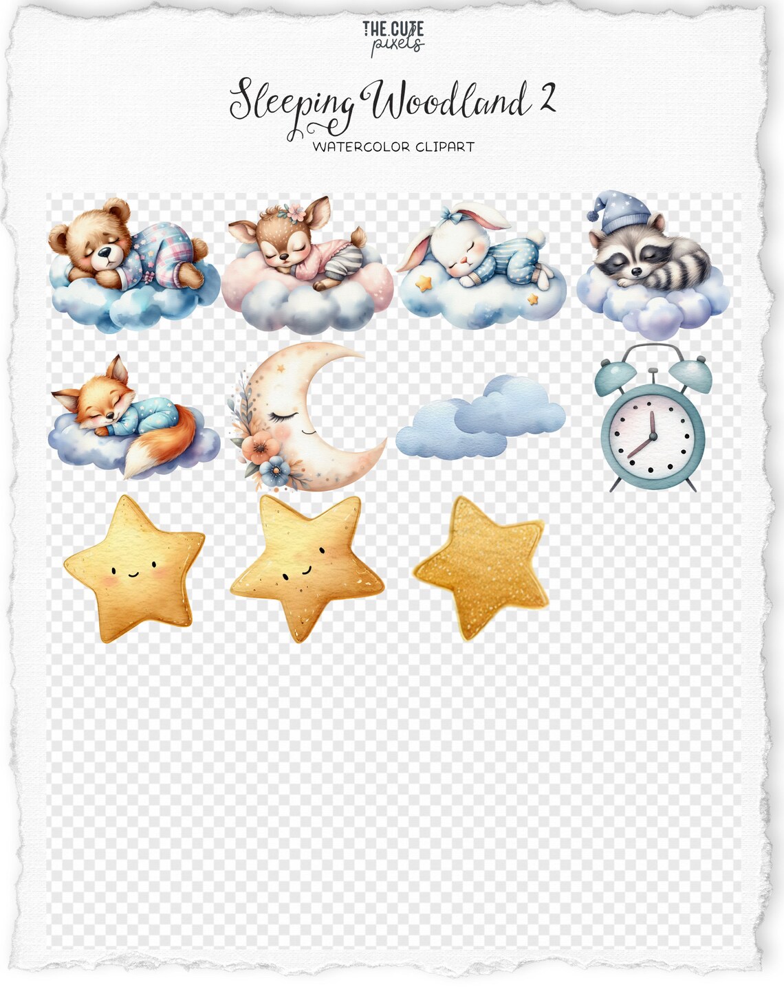 Cute Sleeping Animals Clipart Watercolor, Woodland Animals Clipart ...