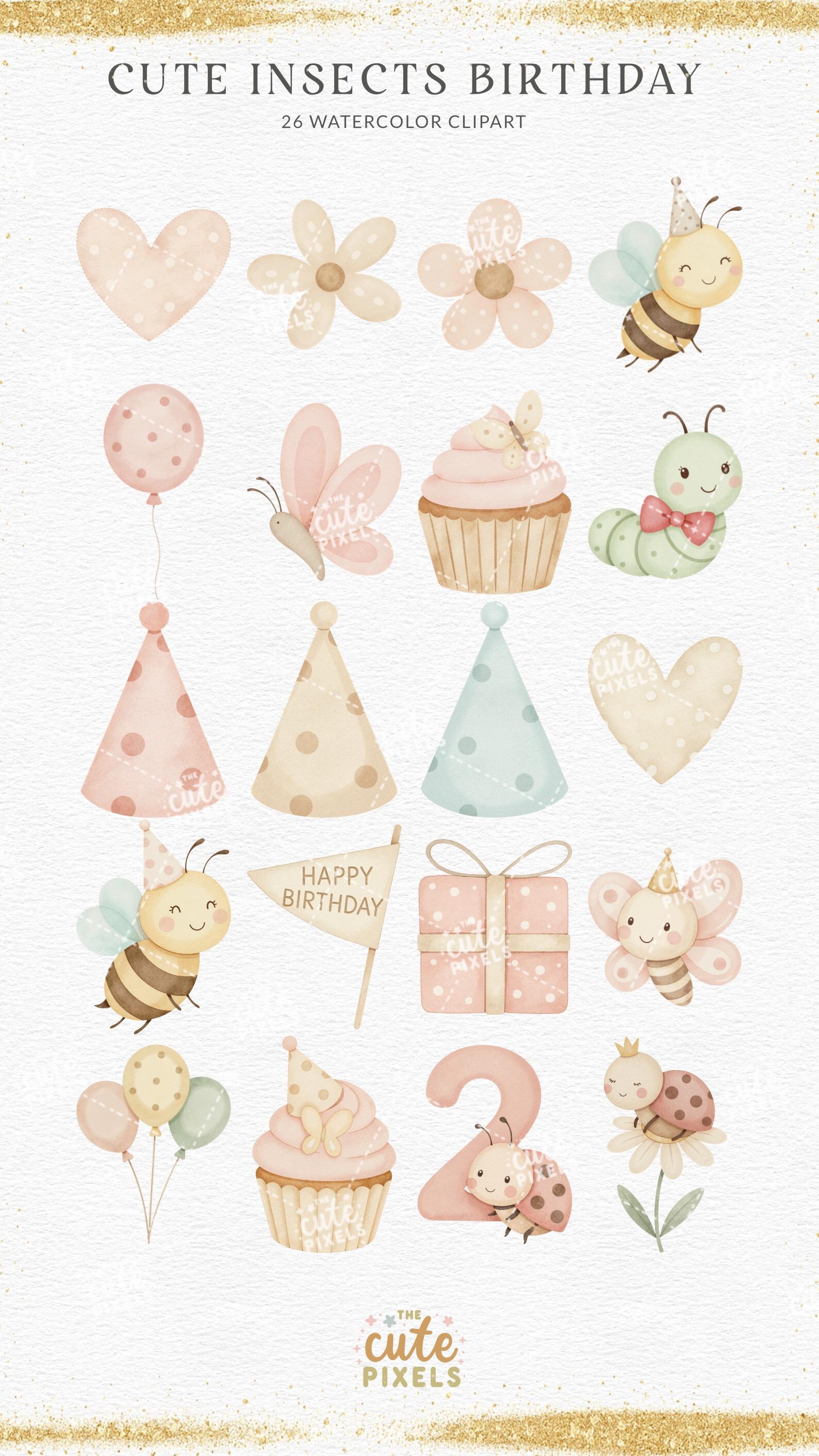 Cute Insects Clipart Bundle, Cute Bee PNG, Spring Garden Creatures ...