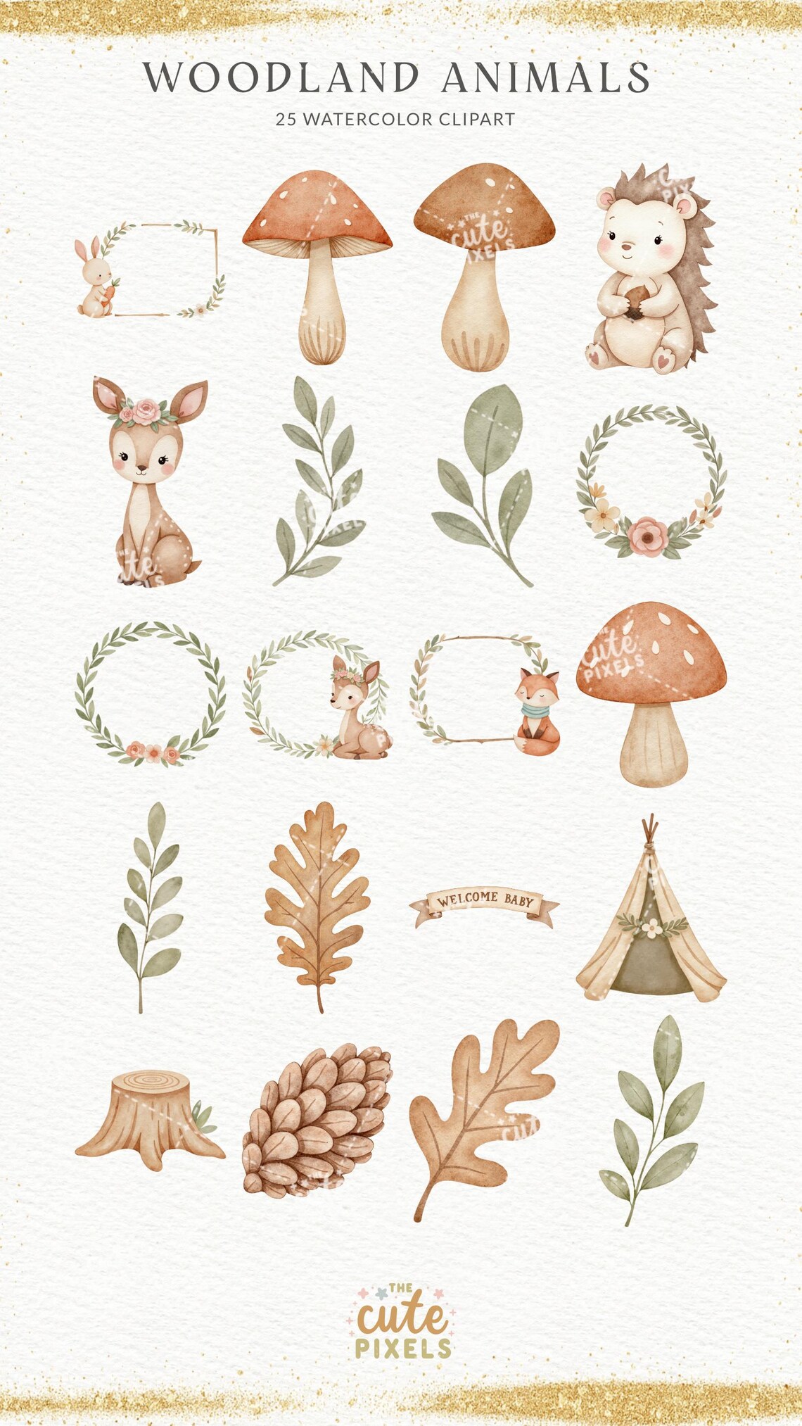 Woodland Animals Clipart, Forest Friends Clipart, Cute Forest, Cute ...