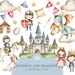 Knight and Dragon Watercolor Clipart, Castle Fairy Tale Dragons King ...