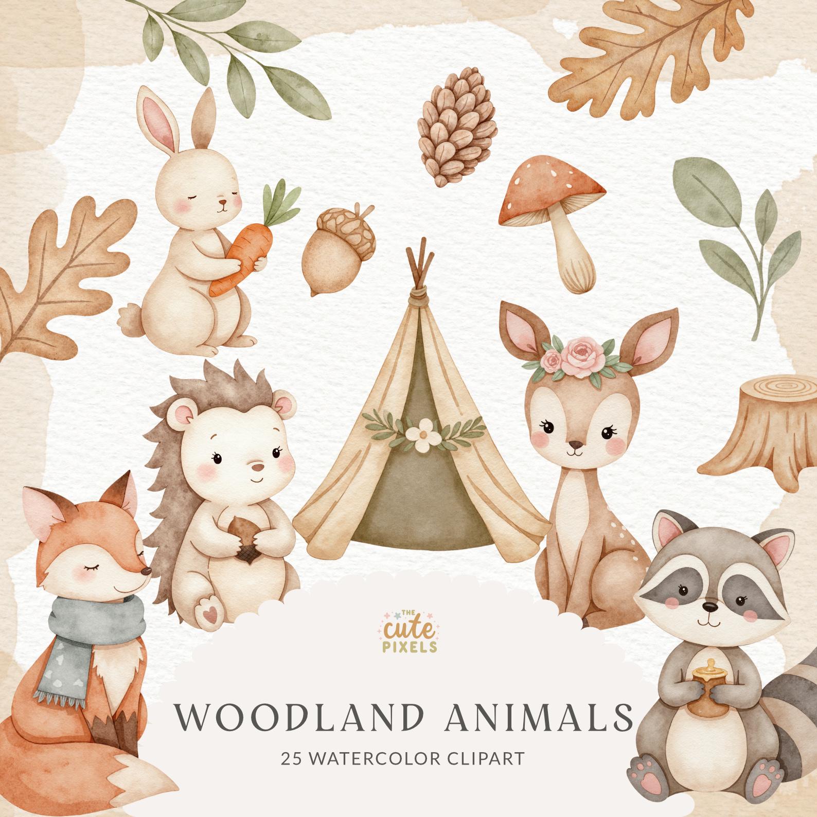 Woodland Animals Clipart, Forest Friends Clipart, Cute Forest, Cute ...