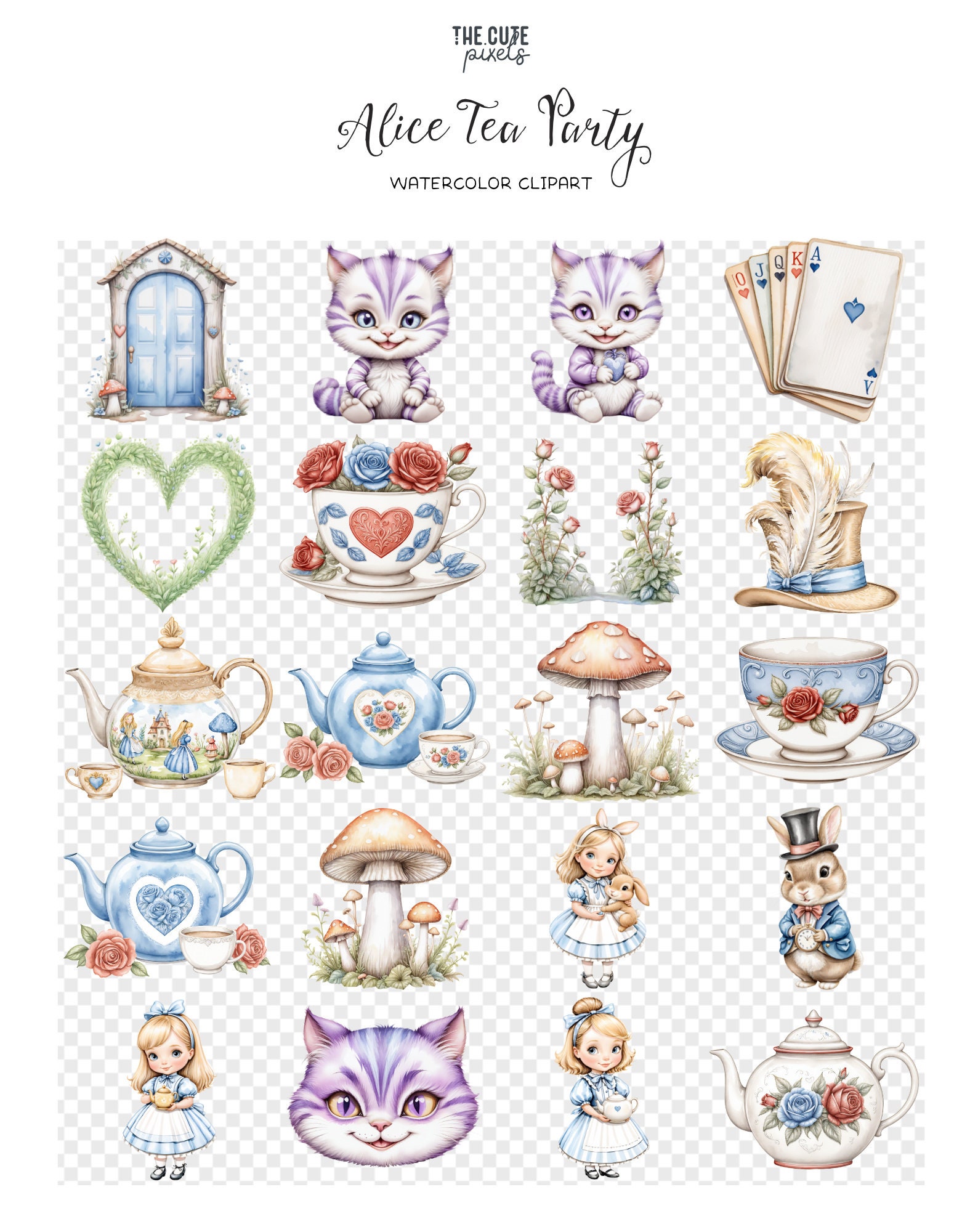 Alice in Wonderland Clipart Alice Clip Art Watercolor Alice Adventures ...