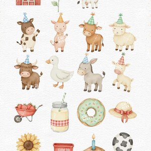 Farm Animal Birthday, Barnyard Birthday, Farm Baby Shower Clipart, Cute ...