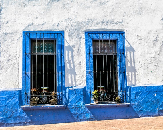 Queretaro Windows Mexico Photography Blue Windows | Etsy