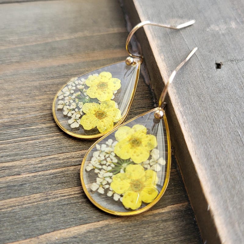 Resin Yellow Earrings Drop - Etsy