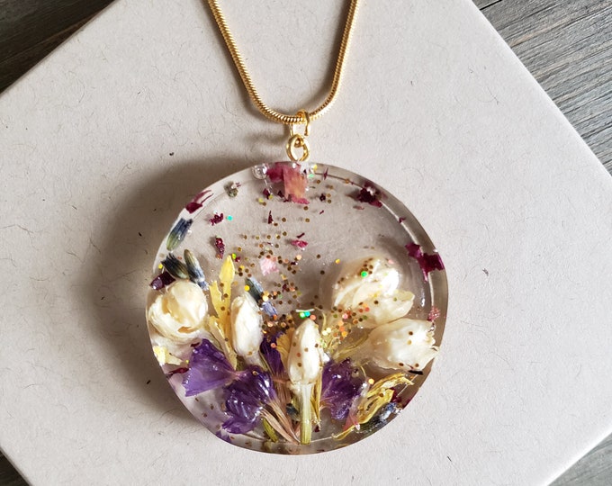 Jasmine Flower Resin Necklace- 18 Karat Gold Necklace Chain- Real Gold ...
