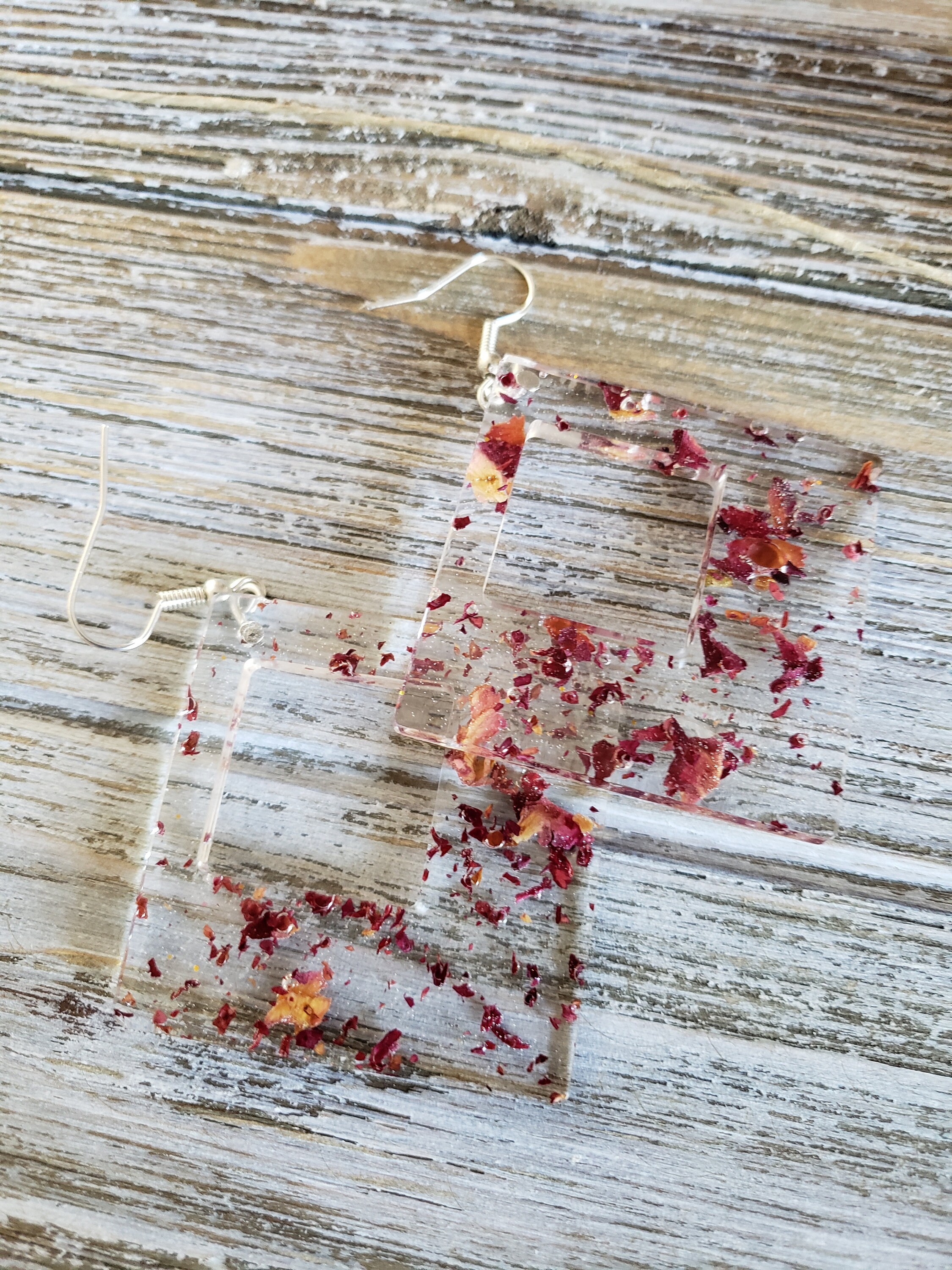 Resin Rose Petal Earrings Handmade Earrings Resin Flower | Etsy