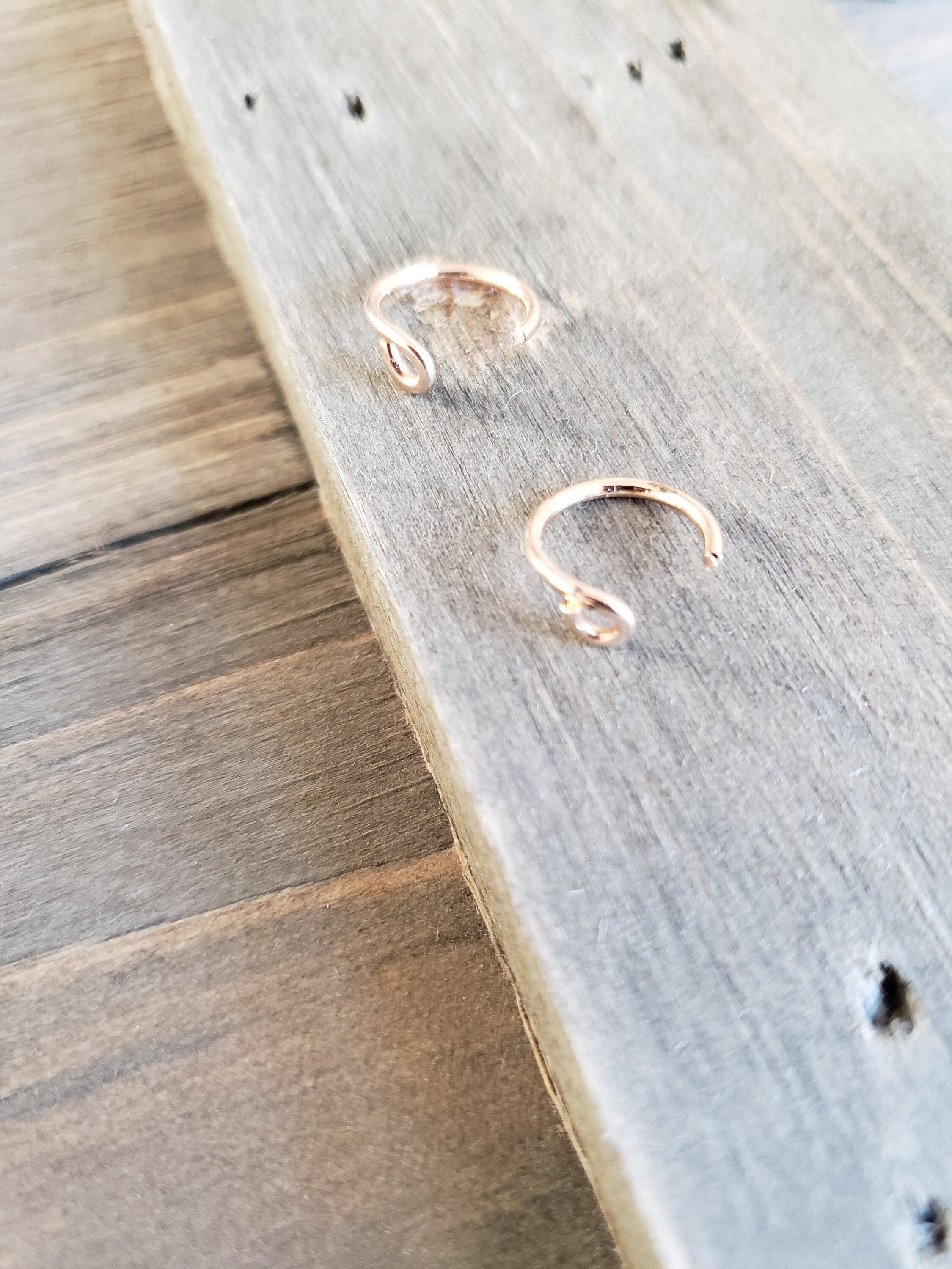 TWO Rose Gold Ear Cuffs No Piercing Fake Piercing Earrings | Etsy