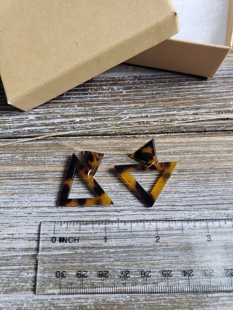Geometric Resin Triangle Earrings Handmade Earrings Triangle - Etsy