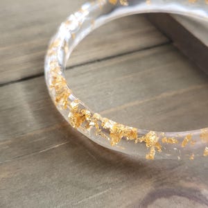 Gold Flake Resin Bangle- Real Gold Flake Jewelry- Resin Bracelet- Clear ...