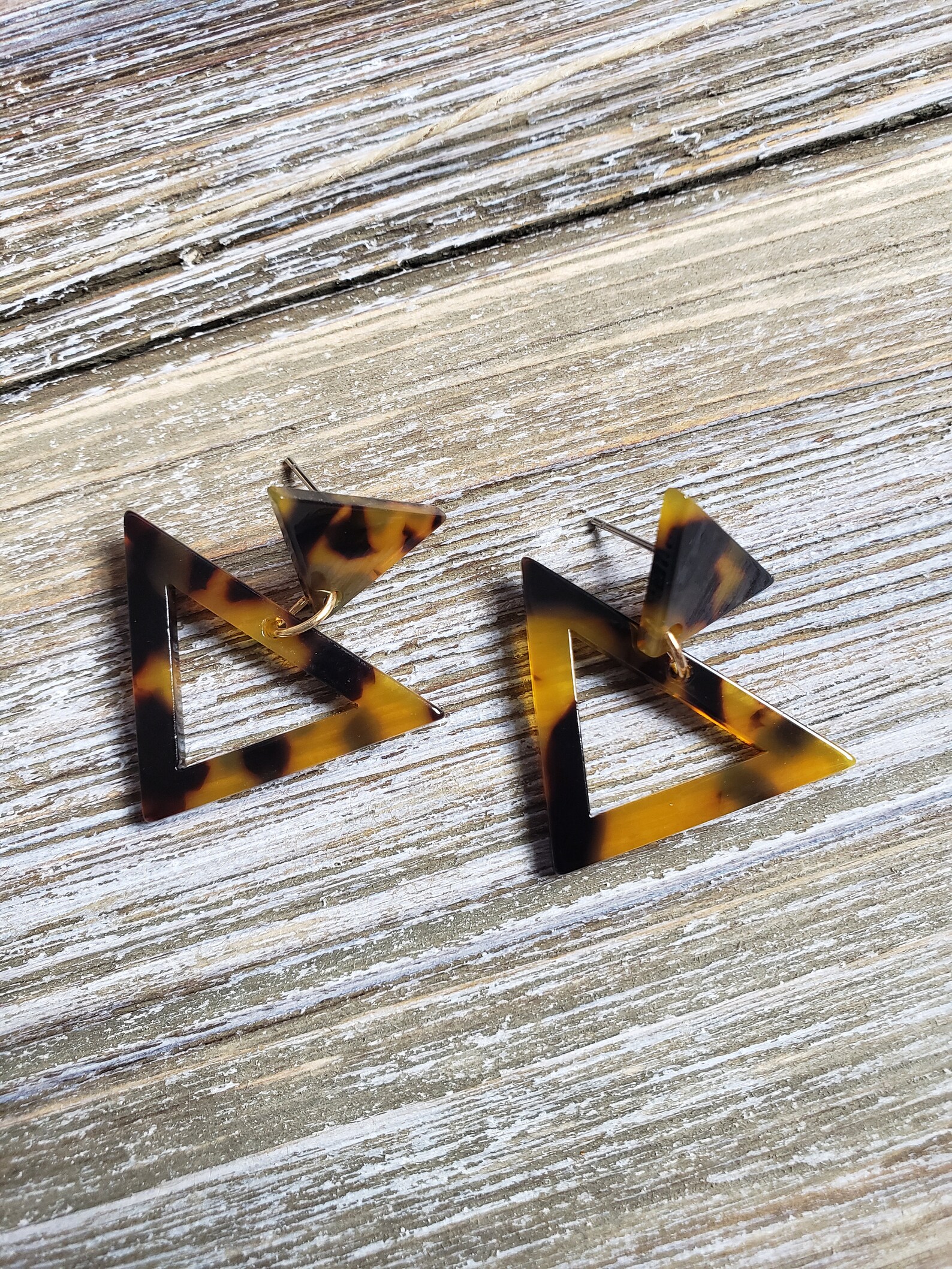 Geometric Resin Triangle Earrings Handmade Earrings Triangle - Etsy