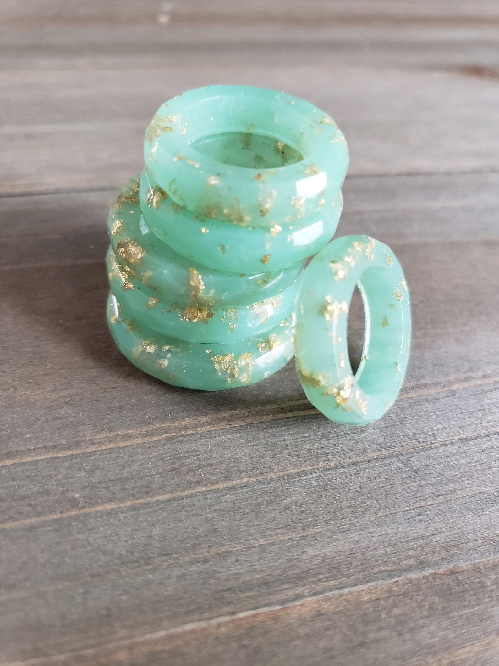 Jade Gold Resin Ring Gold Flake Ring Resin Ring Gold Ring - Etsy
