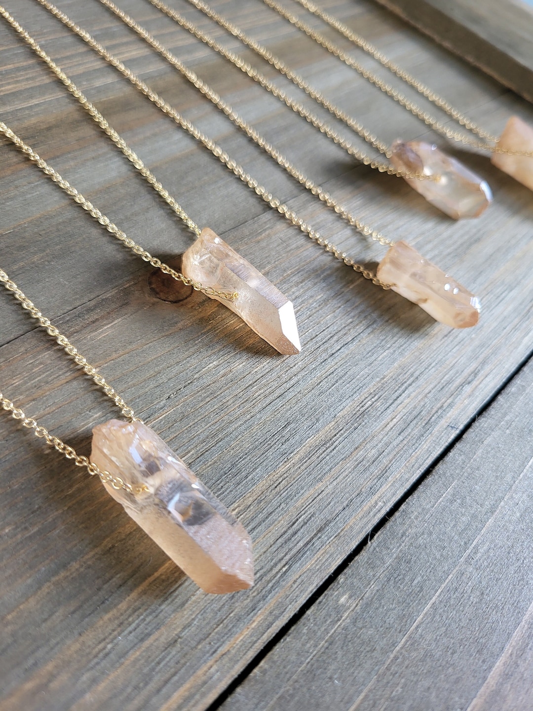 Gold Crystal Stone Necklace- Crystal Necklace- 18K Gold Necklace Chain ...