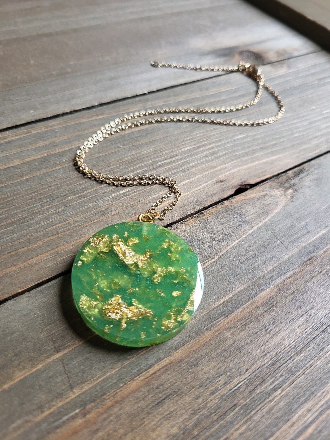 Jade Gold Resin Necklace- 18 Karat Gold Necklace Chain- Real Gold ...
