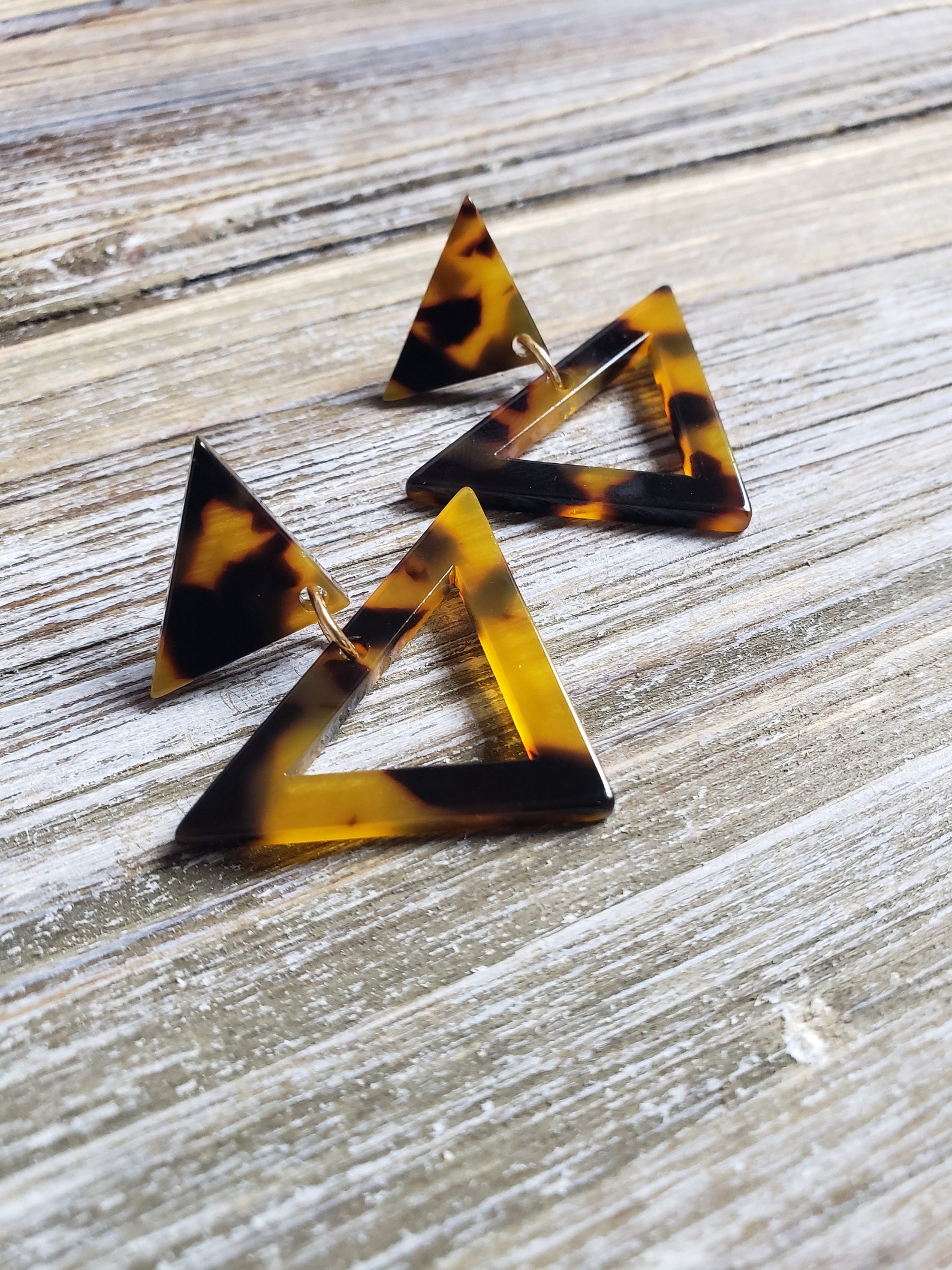 Geometric Resin Triangle Earrings Handmade Earrings Triangle - Etsy