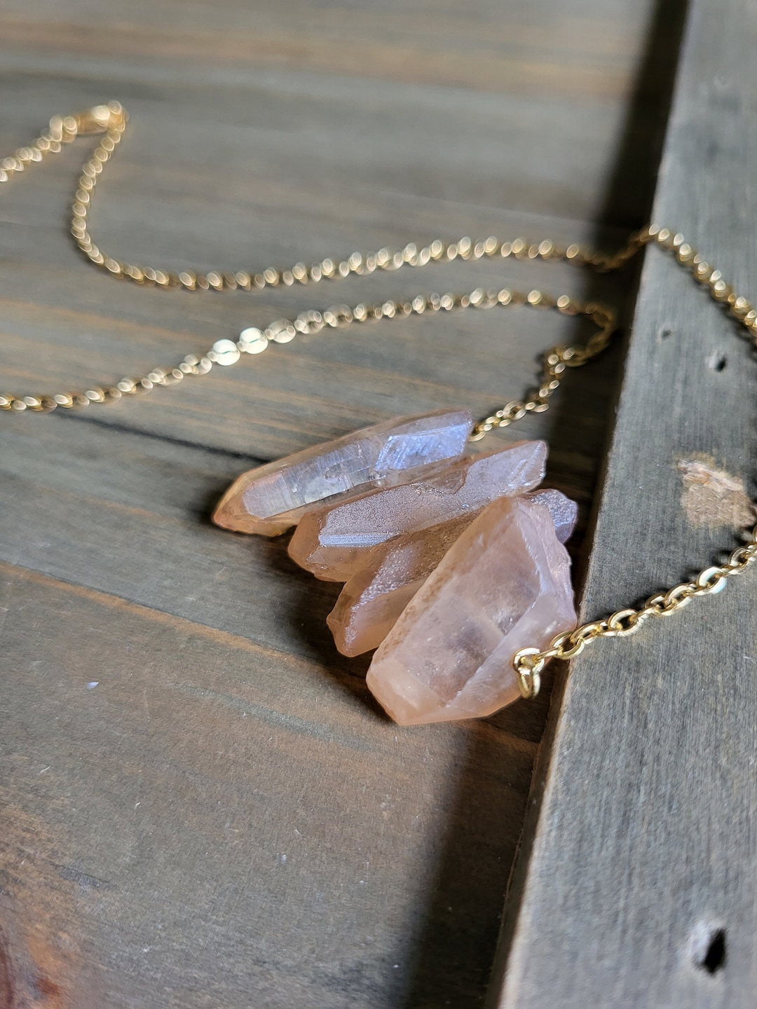 Gold Crystal Stone Necklace- Crystal Necklace- 18K Gold Necklace Chain ...