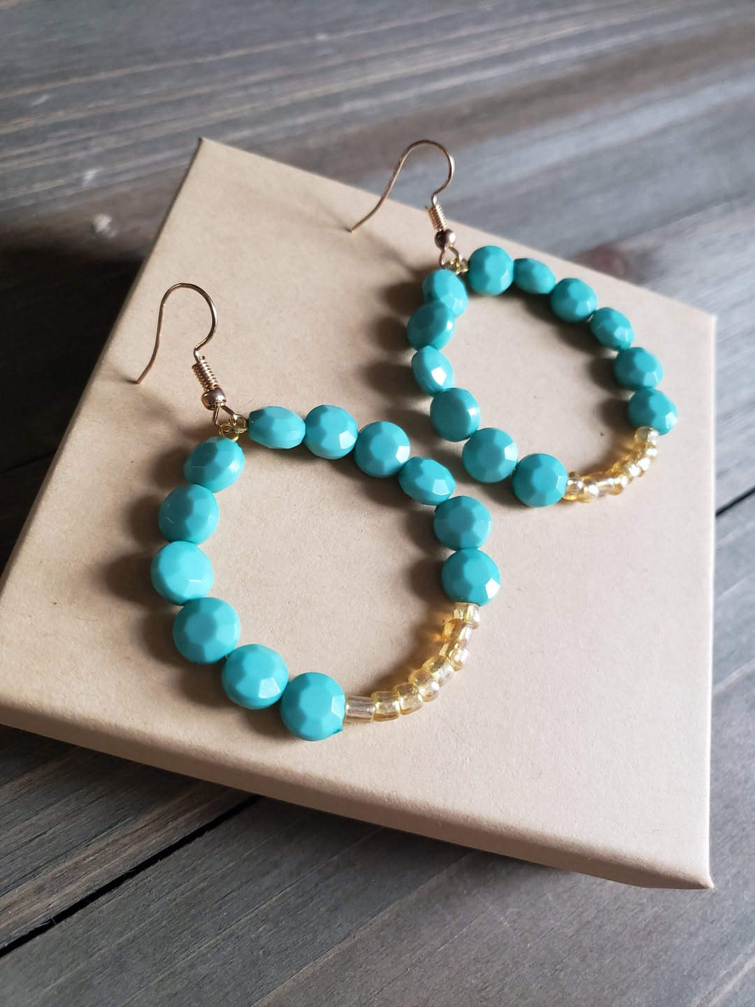 Turquoise Hoops Earrings Handmade Earrings Hoop Earrings - Etsy