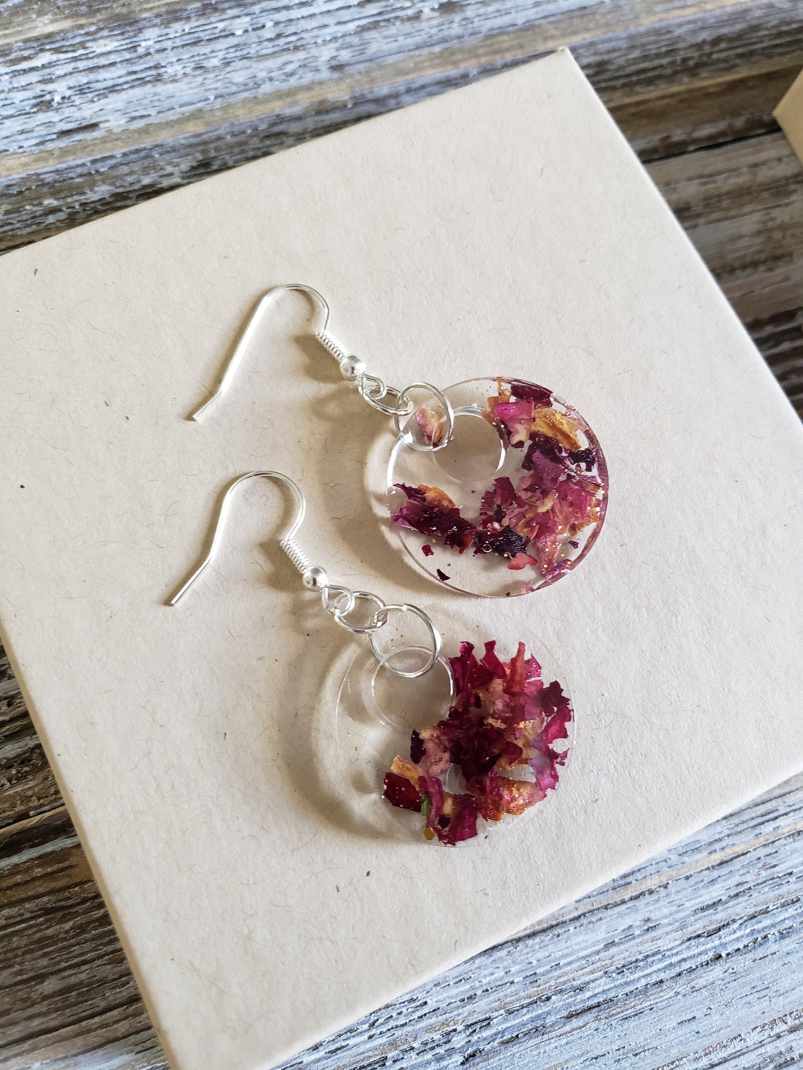 Red Rose Resin Earrings Handmade Earrings Real Rose Petal - Etsy