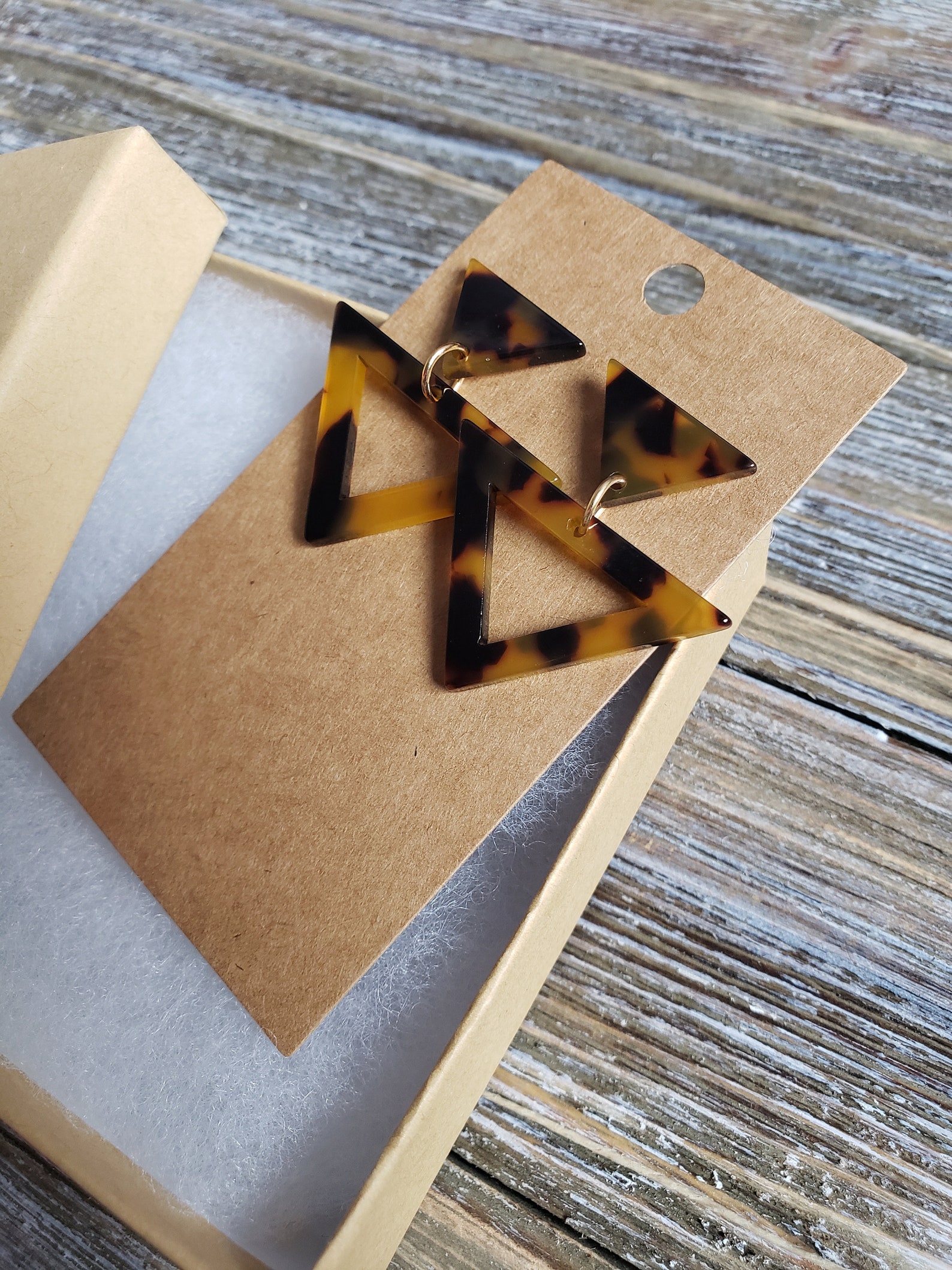 Geometric Resin Triangle Earrings Handmade Earrings Triangle - Etsy