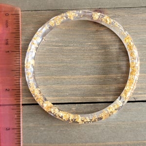 Gold Flake Resin Bangle- Real Gold Flake Jewelry- Resin Bracelet- Clear ...