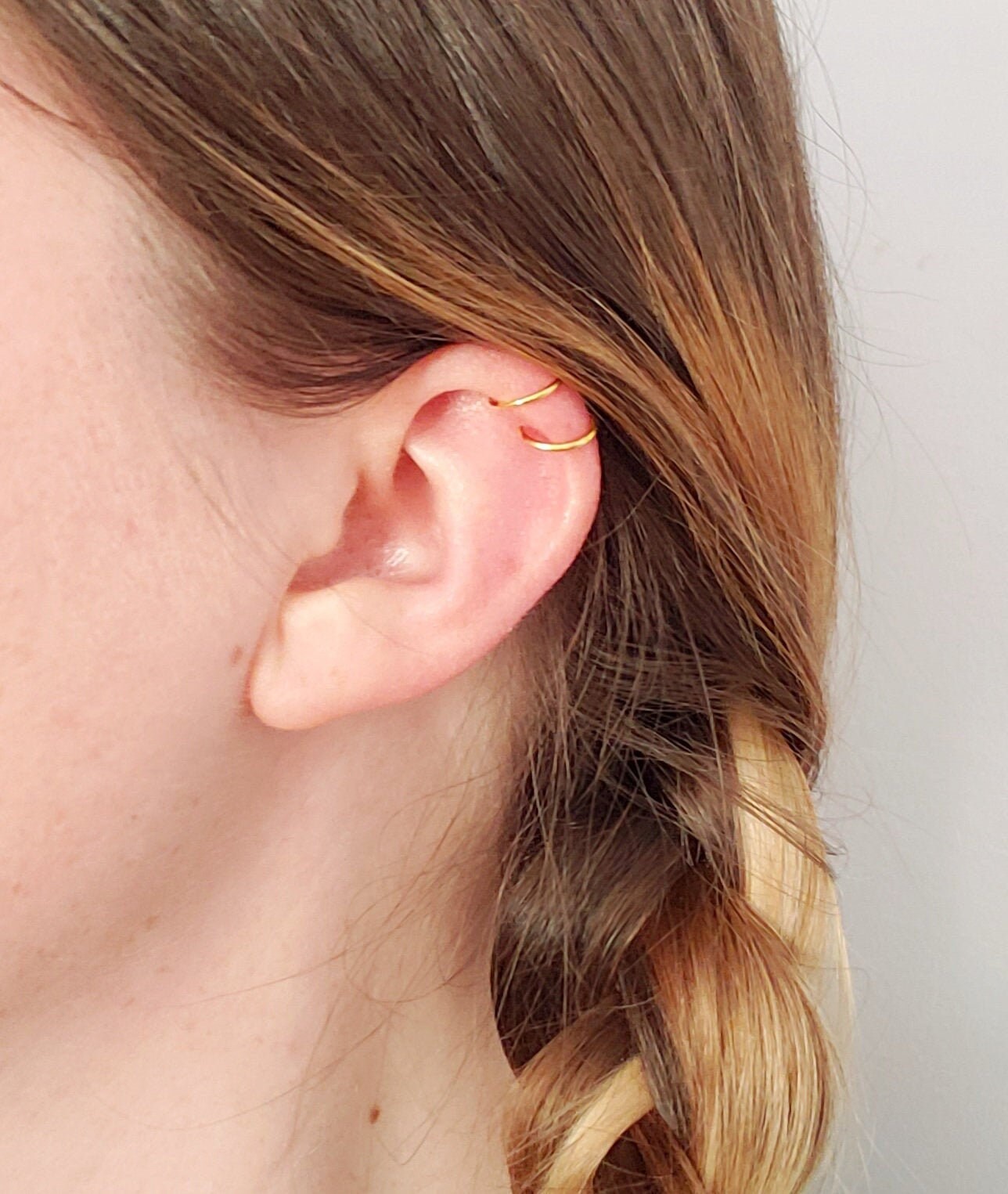 TWO Gold Ear Cuffs No Piercing Fake Piercing Earrings Non | Etsy