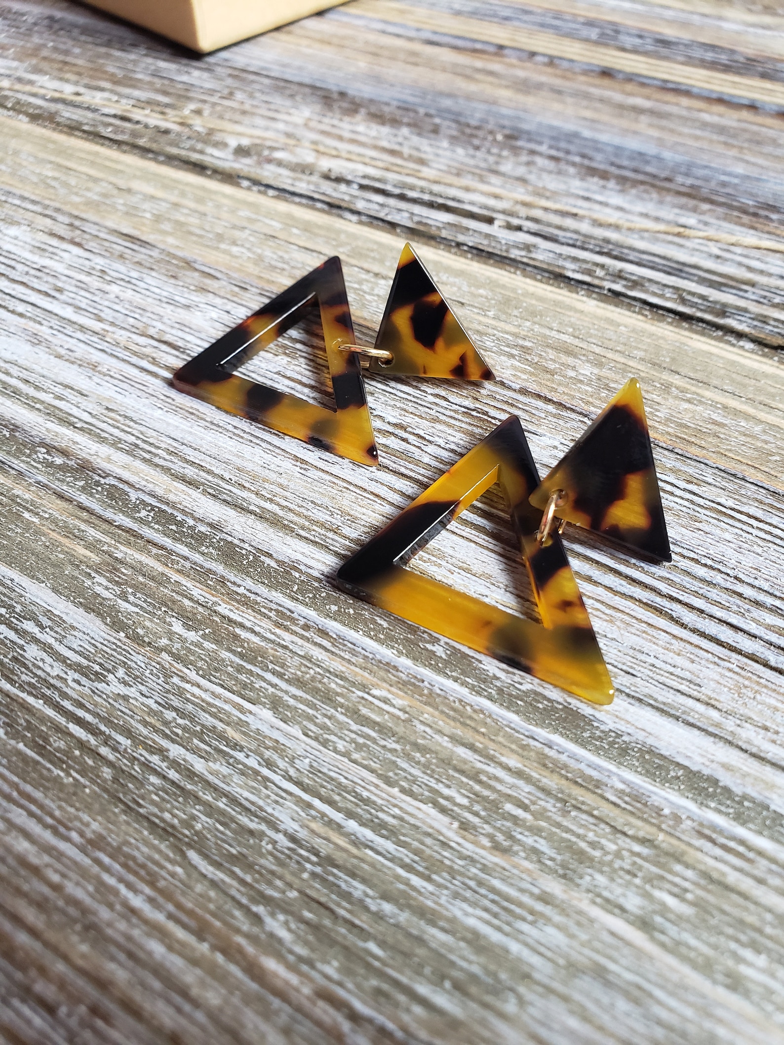 Geometric Resin Triangle Earrings Handmade Earrings Triangle | Etsy