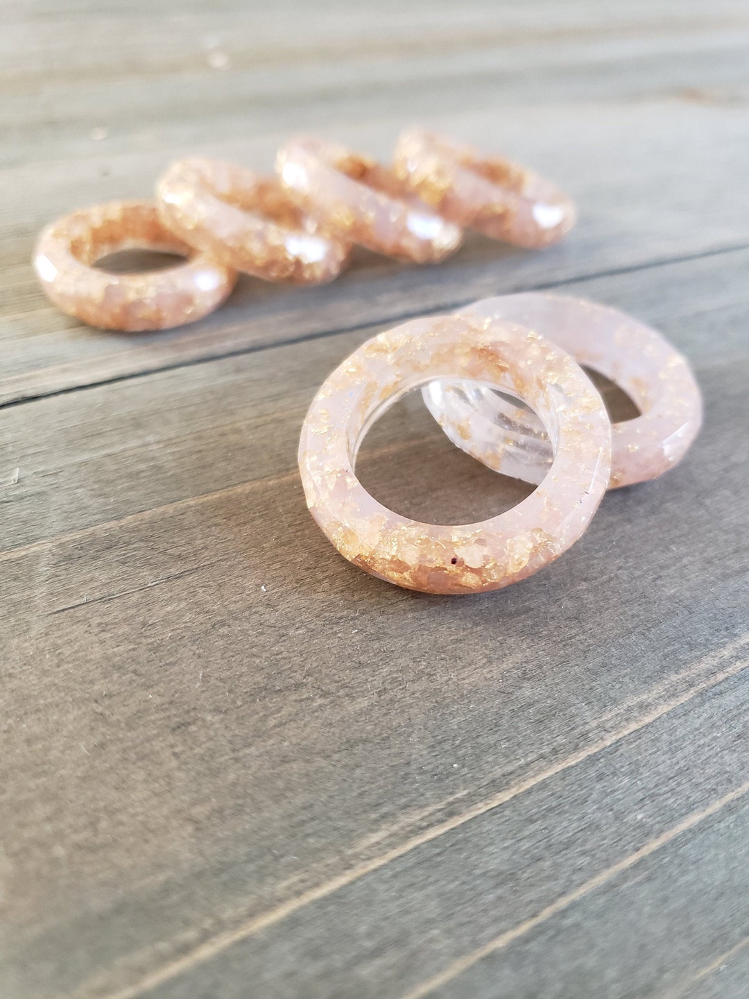 Misty Gold Resin Ring- Gold Flake Ring- Resin Ring- Gold Ring- Stacking ...