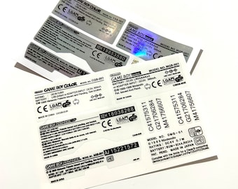 Gameboy Advance GBA Sticker Sheet Unique Serials and Rear Sticker ...