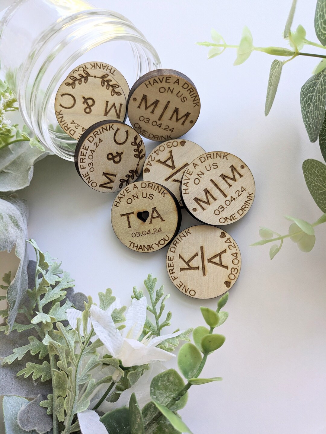 Personalized Wedding Drink Tokens Custom Bar Chips for Wedding ...