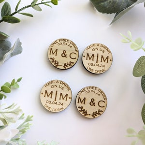 Personalized Wedding Drink Tokens Custom Bar Chips for Wedding ...