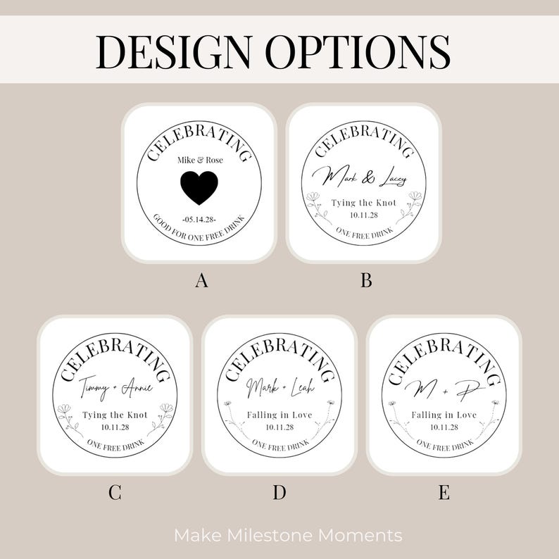 Custom Wedding Drink Tokens Wooden Bar Chips Love in Bloom Party Favors ...