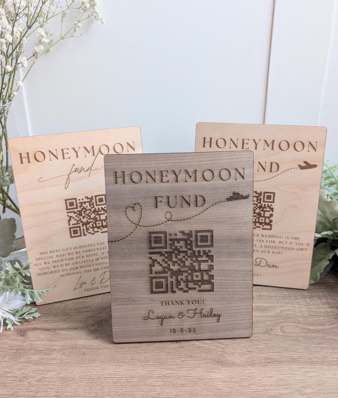 Honeymoon Fund QR Code Sign Personalized Wedding Table Decorations ...