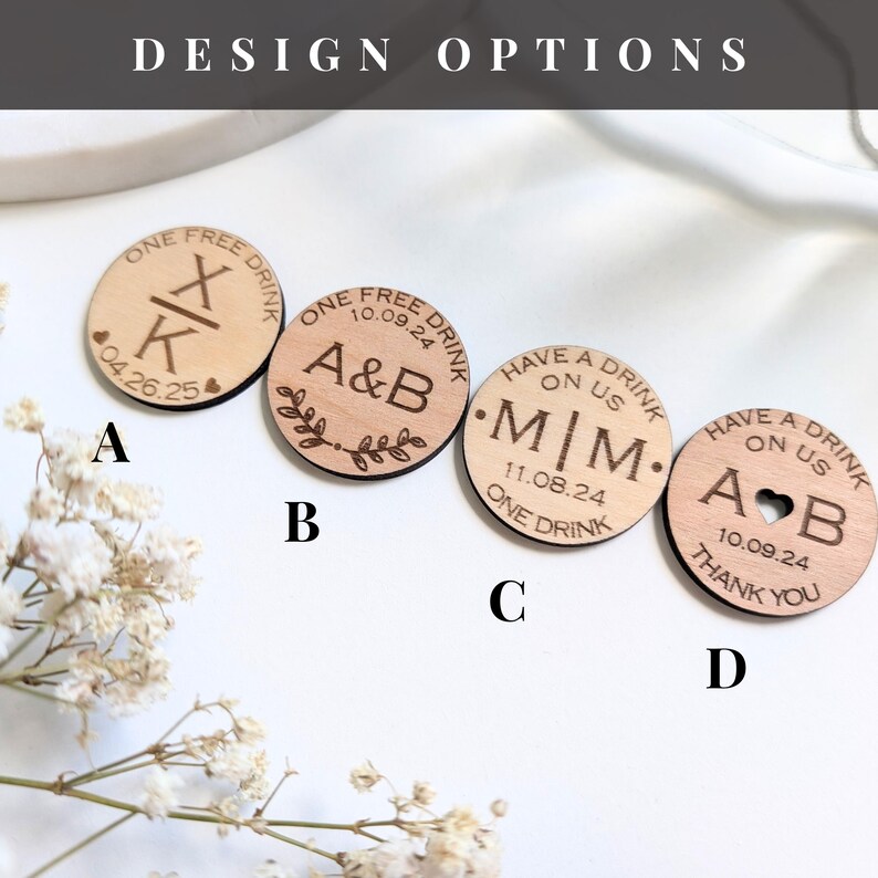 Personalized Wedding Drink Tokens Custom Bar Chips for Wedding ...