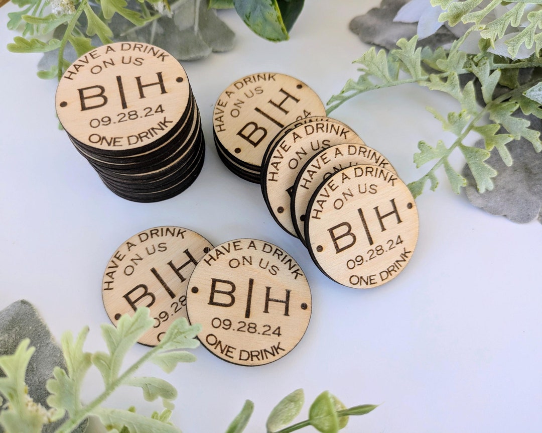 Personalized Wedding Drink Tokens Custom Bar Chips for Wedding ...