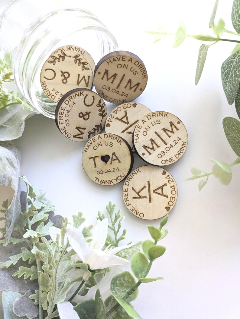 Personalized Wedding Drink Tokens Custom Bar Chips for Wedding ...