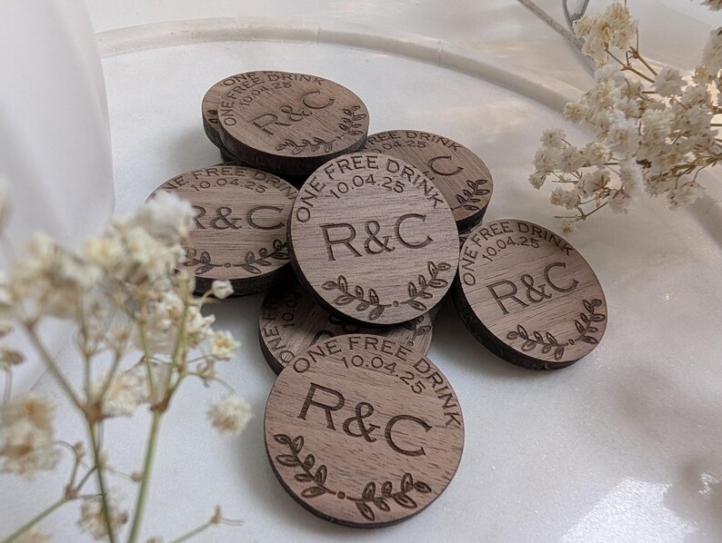 Personalized Wedding Drink Tokens Custom Bar Chips for Wedding ...
