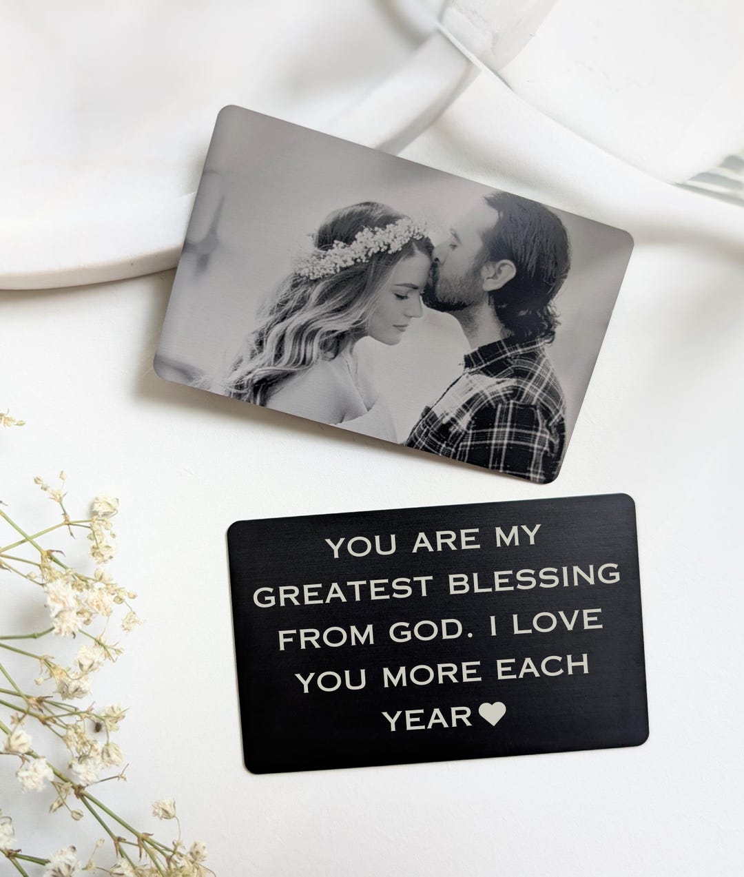 Personalized Wallet Card Engraved Message Love Note Custom Metal Card ...