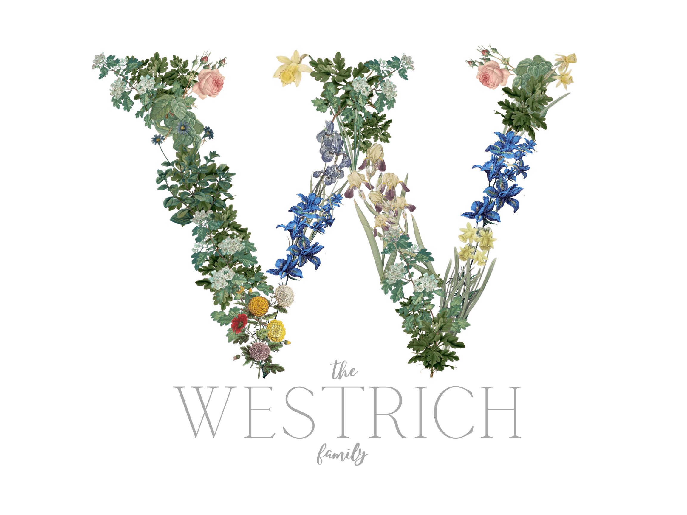 Personalized "family Tree" Birth Flower Monogram Art - Etsy