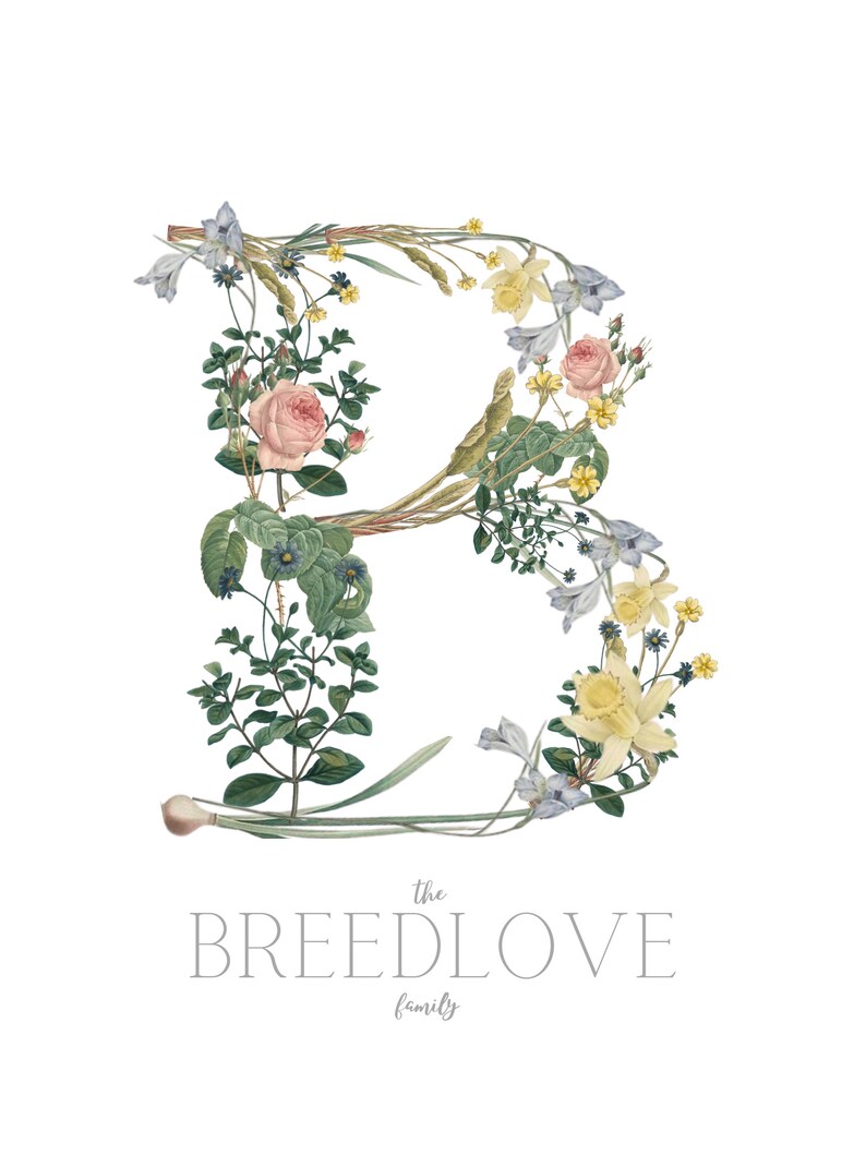 Personalized "family Tree" Birth Flower Monogram Art - Etsy