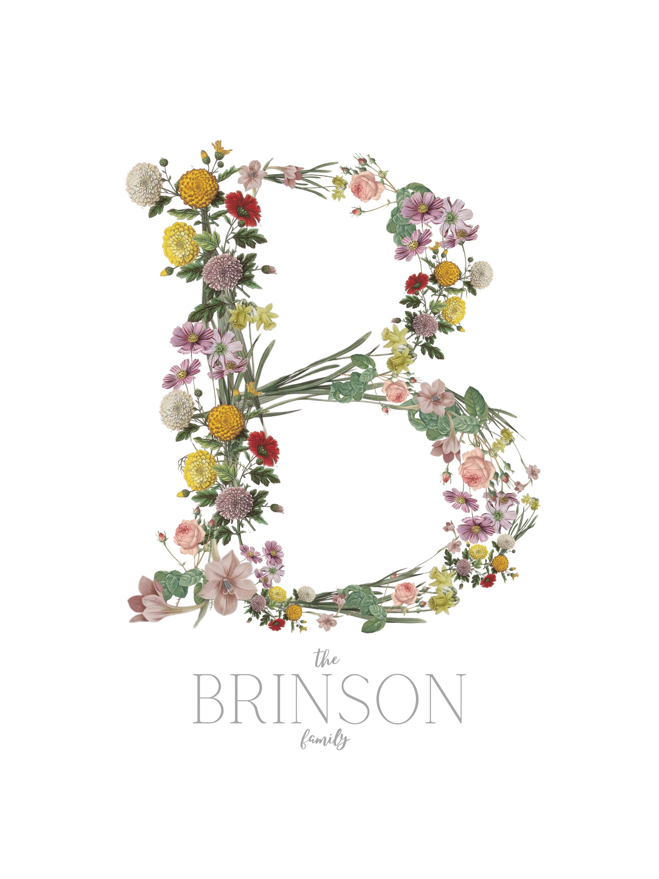 Personalized "family Tree" Birth Flower Monogram Art - Etsy
