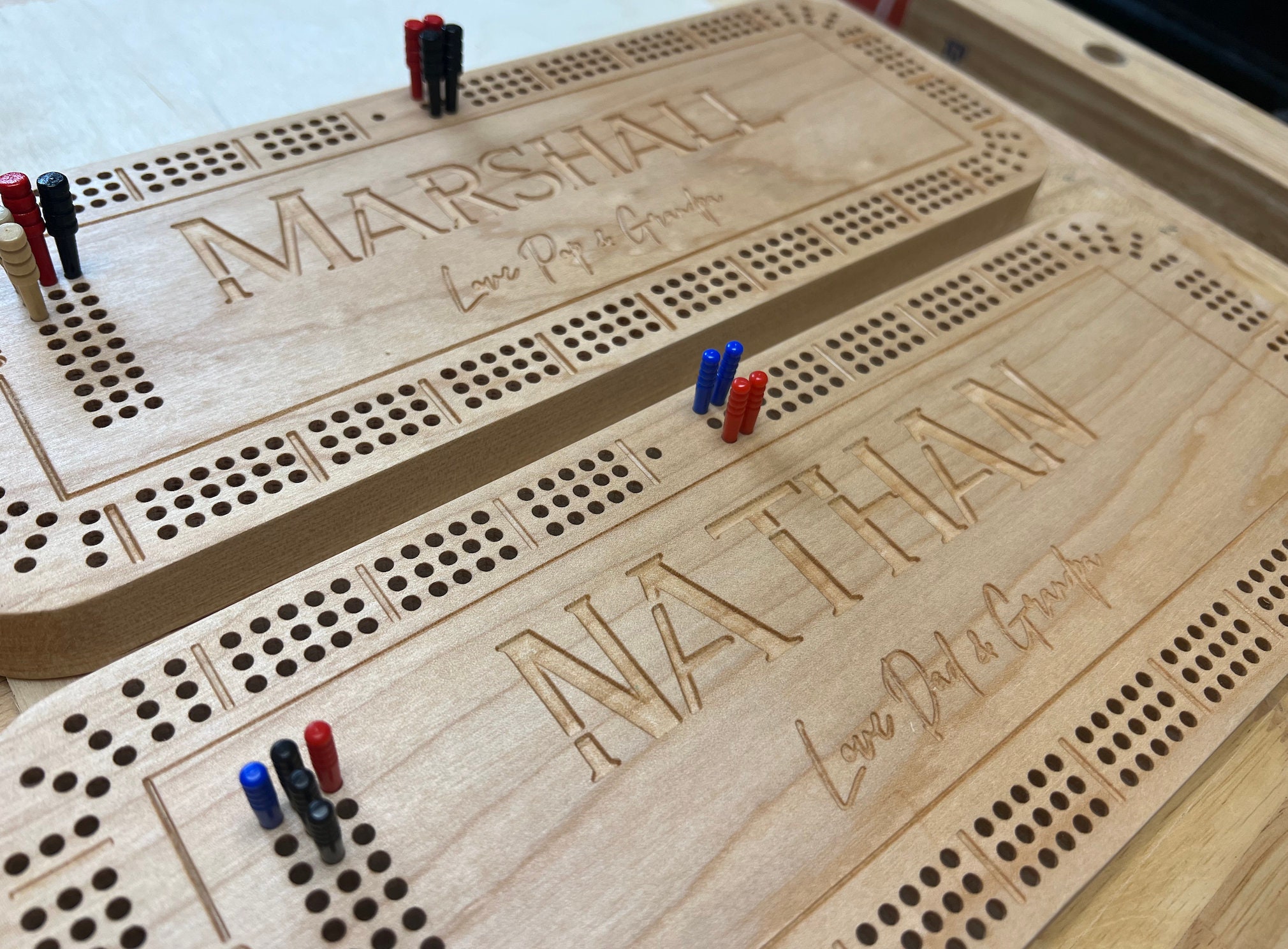 3 Player Customized Cribbage Board With Pegs - Etsy
