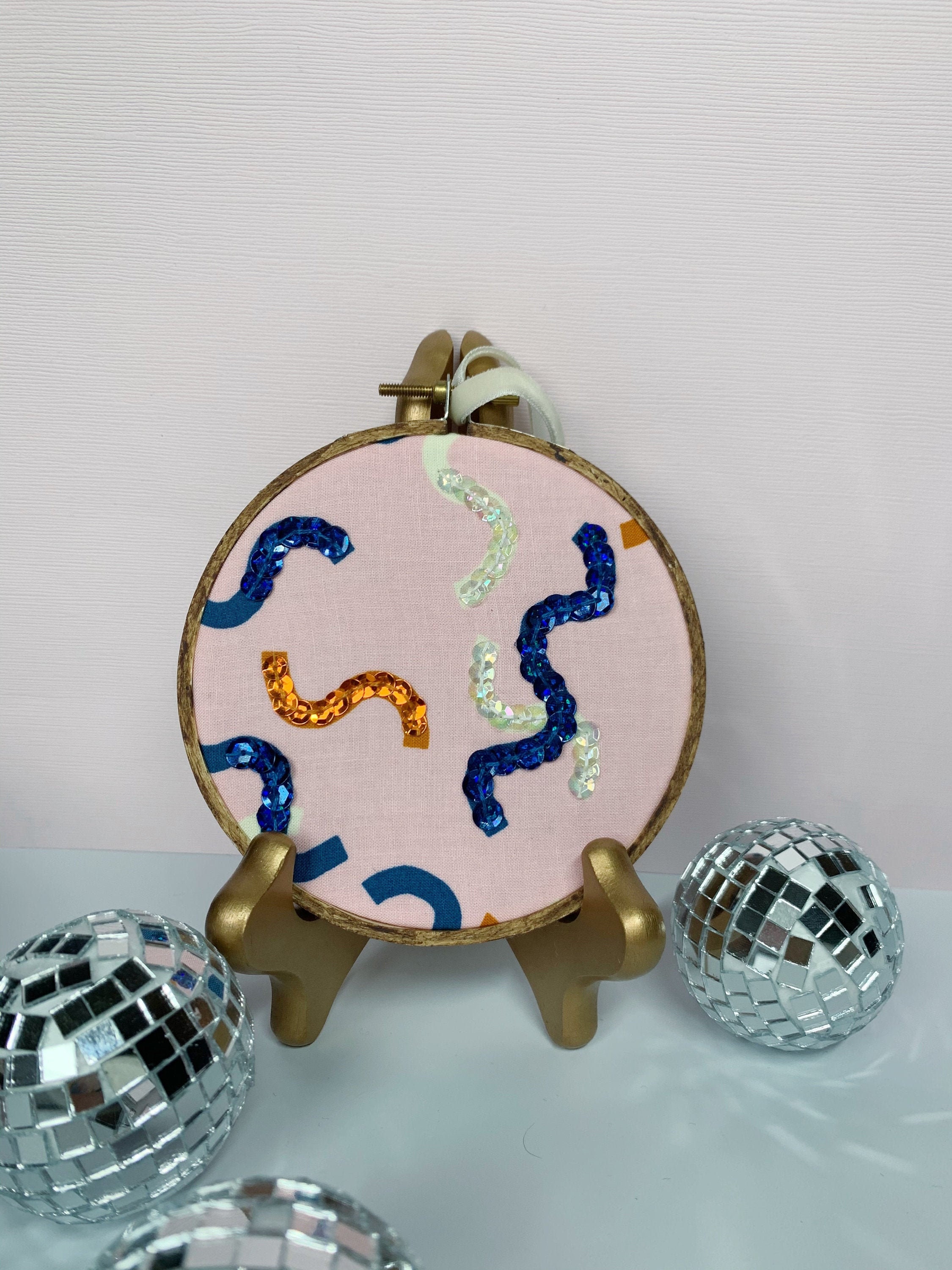 Sequin Squiggly Lines Embroidery Hoop Art - Etsy UK